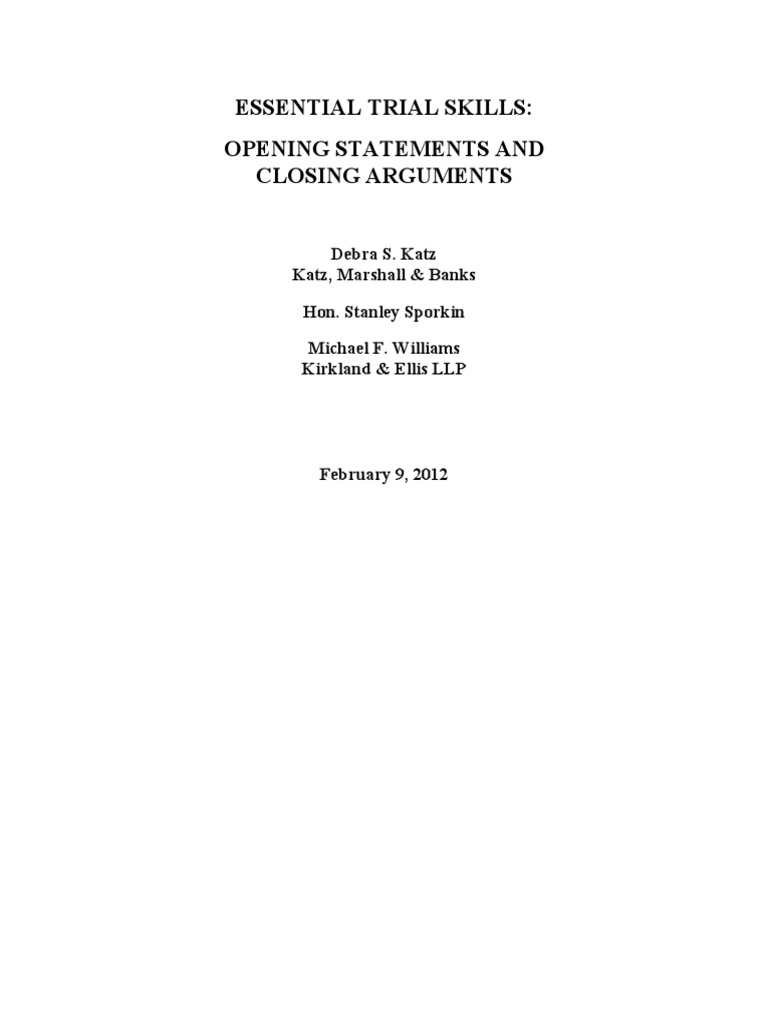 Essential Skills for Trial Opening Statements | PDF | Evidence (Law ...