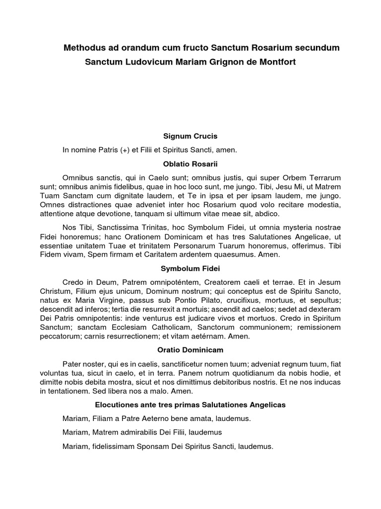 Methodus Secundum Sanctum Ludovicum de Montfort | PDF