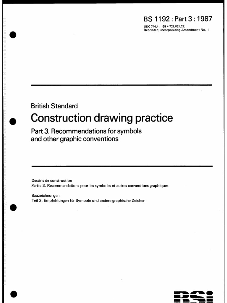 [BS 1192-3-1987] -- Construction Drawing Practice. Recommendations for ...