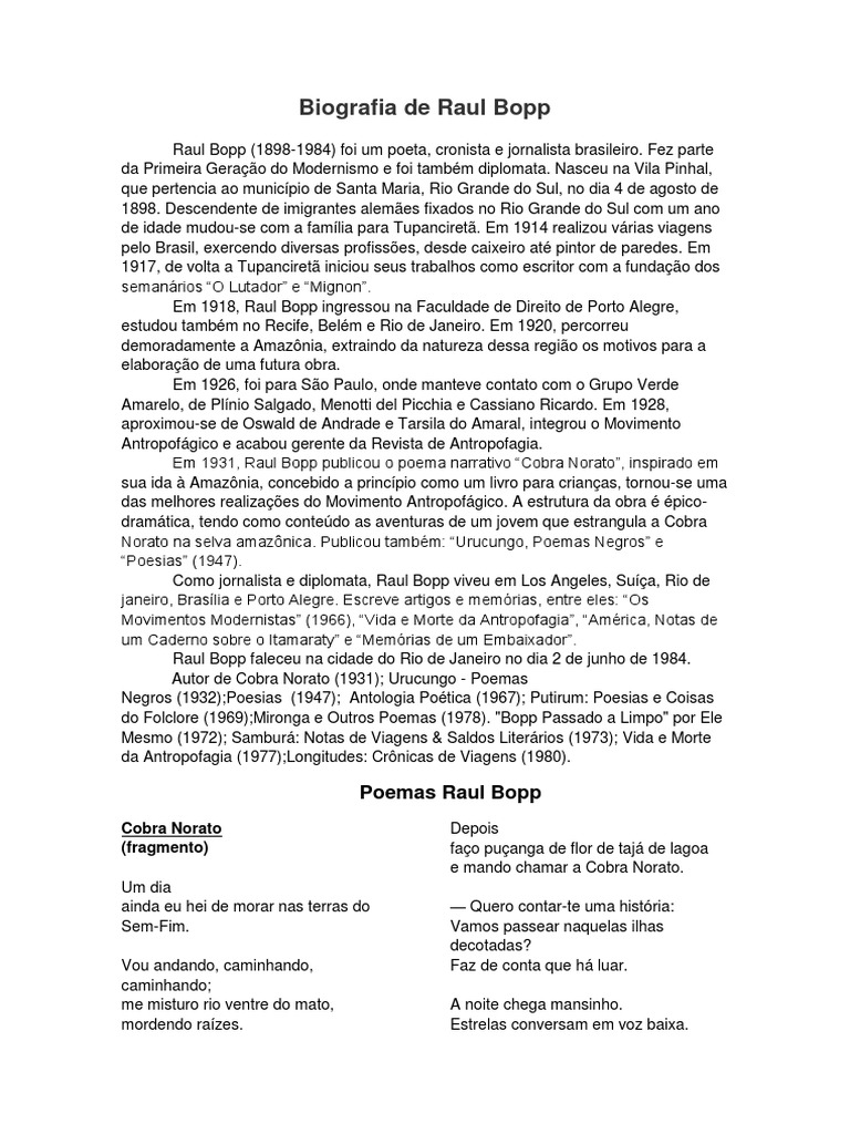 Raul Bopp | PDF | Brasil