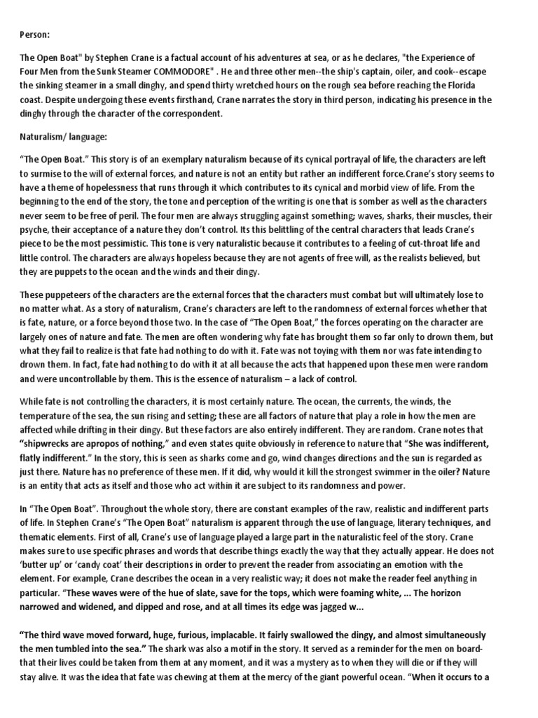 Stephen Crane Open Boat Essay | PDF
