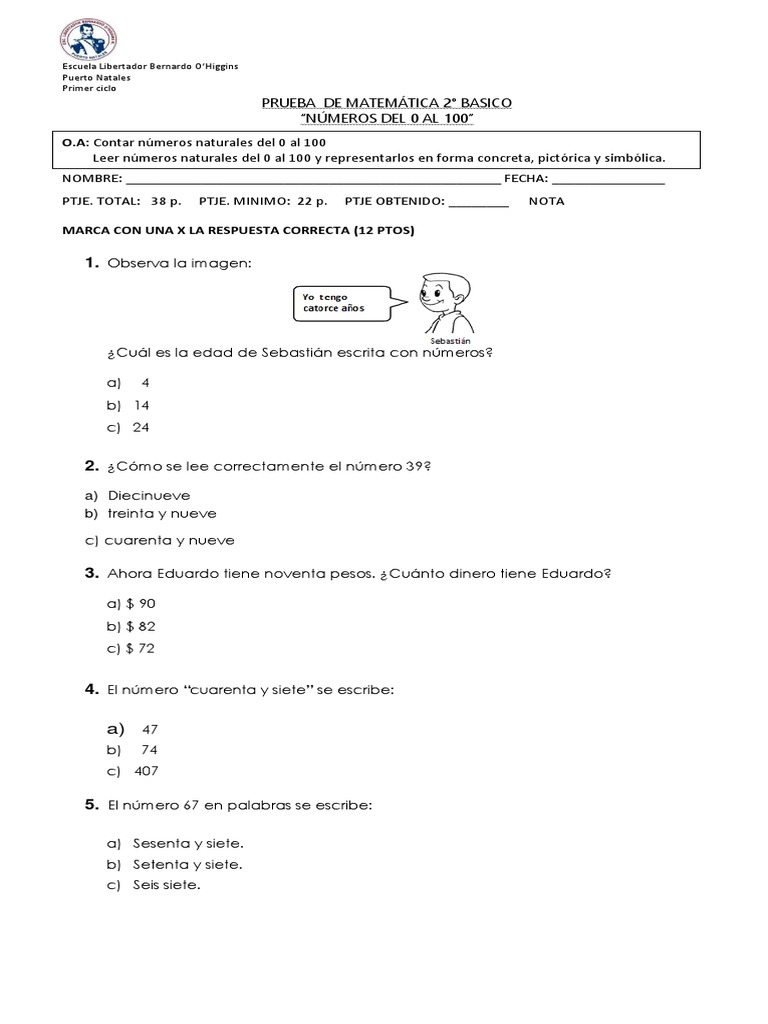Prueba Números 0 Al 100 | PDF | Deportes | Ocio