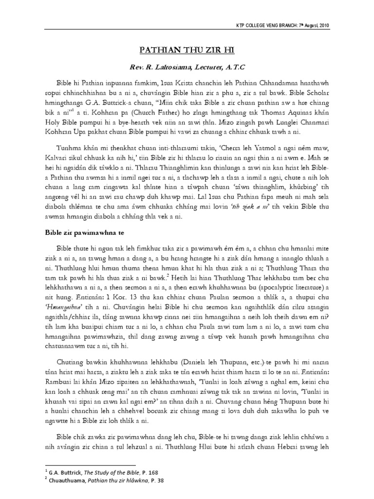 Bible Study - Pathian Thu Zir Hi | PDF