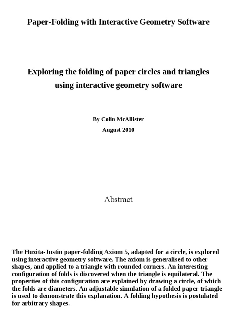 Paper Folding With Geometry Software | PDF | Origami | Mathematics