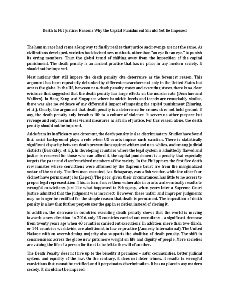 Should Death Penalty Be Imposed | PDF | Capital Punishment | Deterrence ...