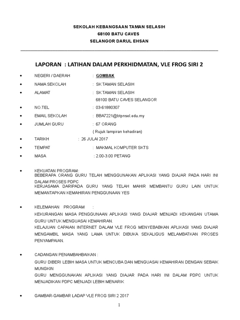 Tapak Laporan Ladap Vle Frog Siri 2 | PDF | Karier & Perkembangan | Bisnis
