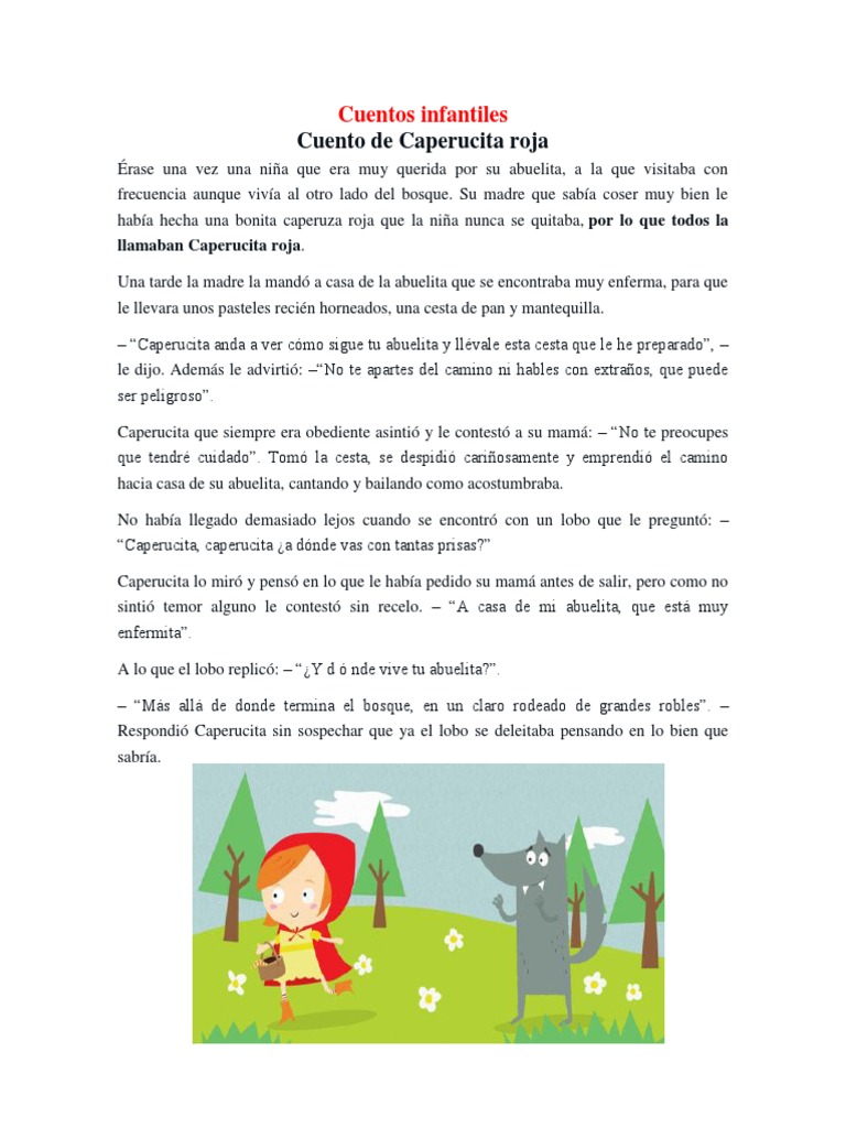 Cuento De Caperucita Roja Para Imprimir