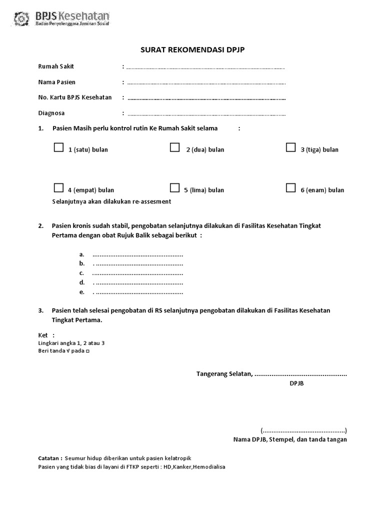 Surat Rekomendasi DPJP | PDF