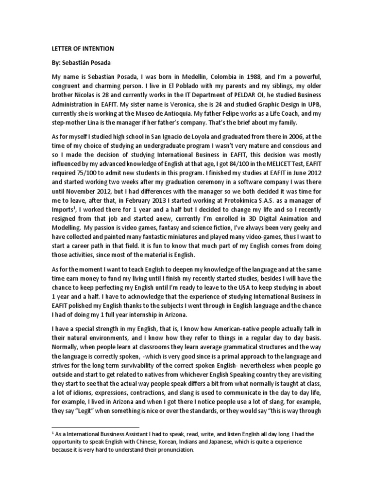 Carta Motivación Centro Idiomas EAFIT | PDF | English Language | Idiom