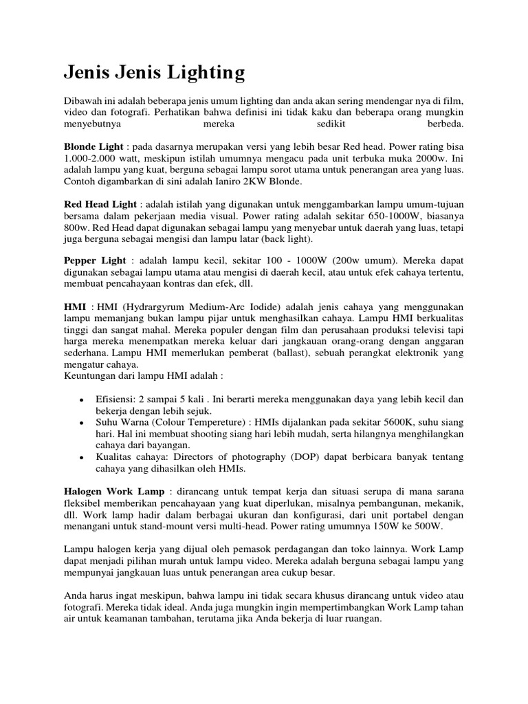 Jenis Jenis Lighting | PDF