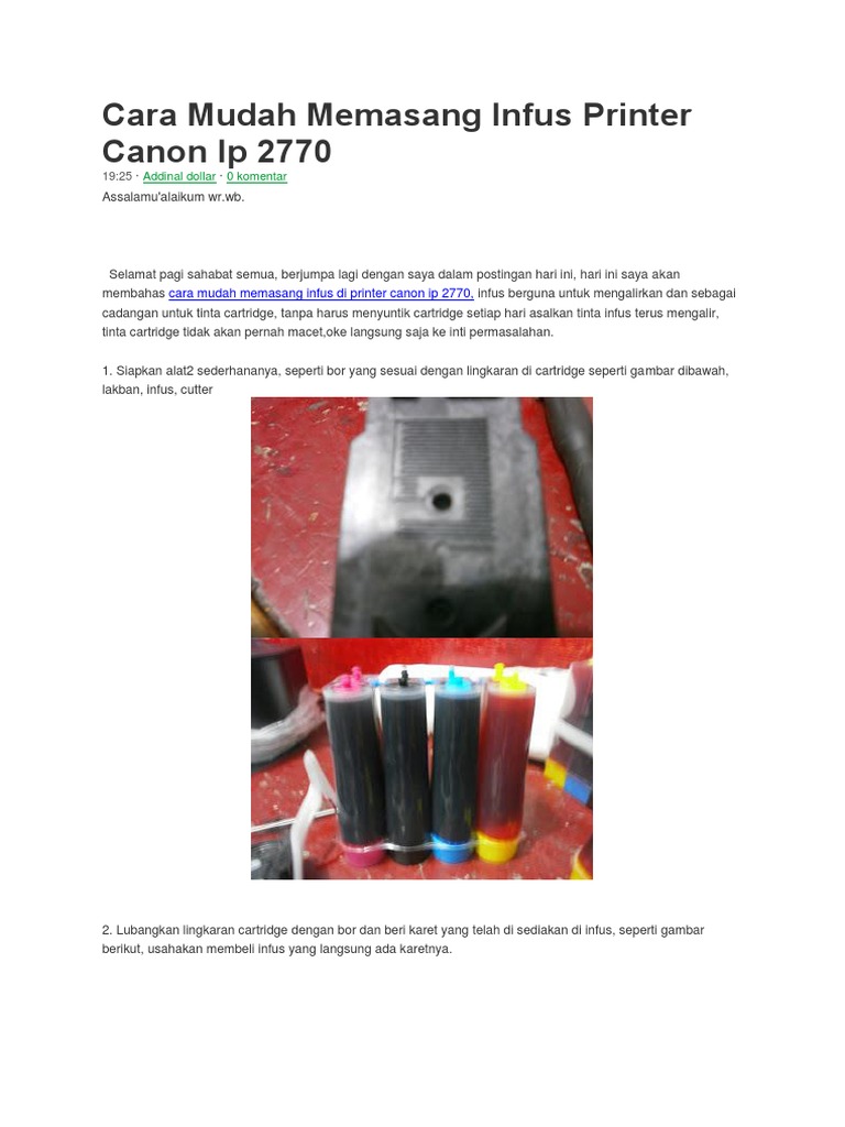 Cara Mudah Memasang Infus Printer Canon Ip 2770 | PDF | Seni