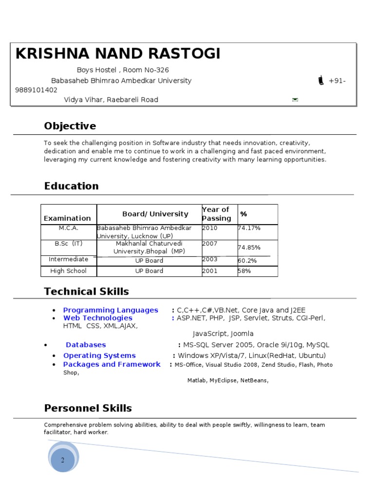 Krishna Nand Rastogi Resume MCA | PDF | Java Server Pages | Java Platform