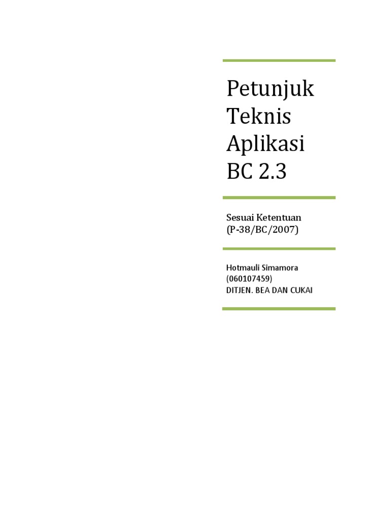 Petunjuk Teknis BC 23 | PDF