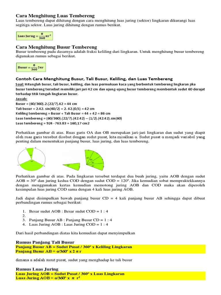Cara Menghitung Luas Tembereng | PDF