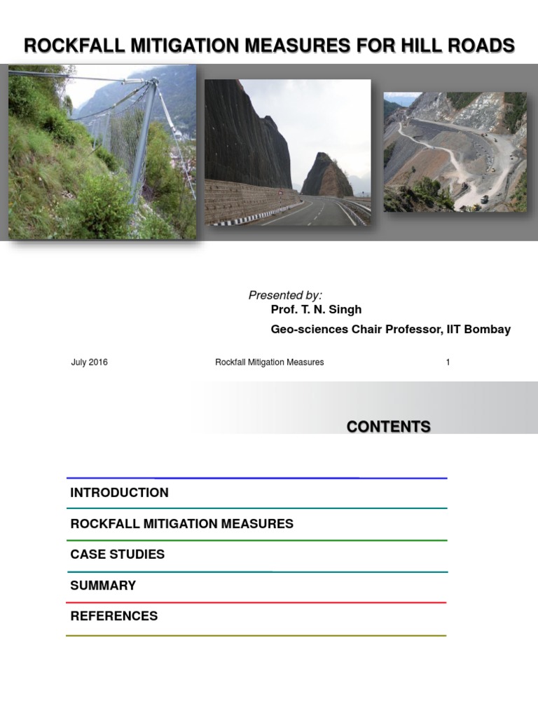 PPT-Rockfall Mitigation Measures For Hill Roads - July 2016 - R1 | PDF | Drainage | Infrastructure
