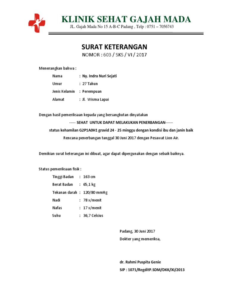 Surat Keterangan Sehat | PDF