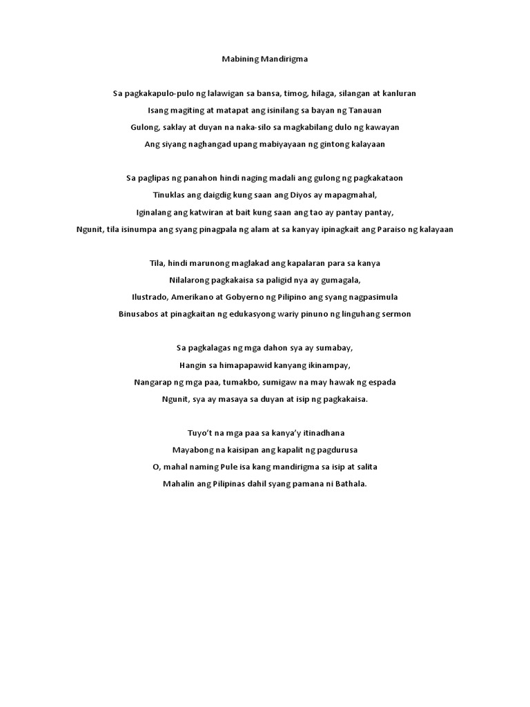 Mabining Mandirigma | PDF