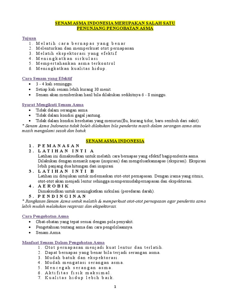 Langkah Senam Asma Fixed | PDF