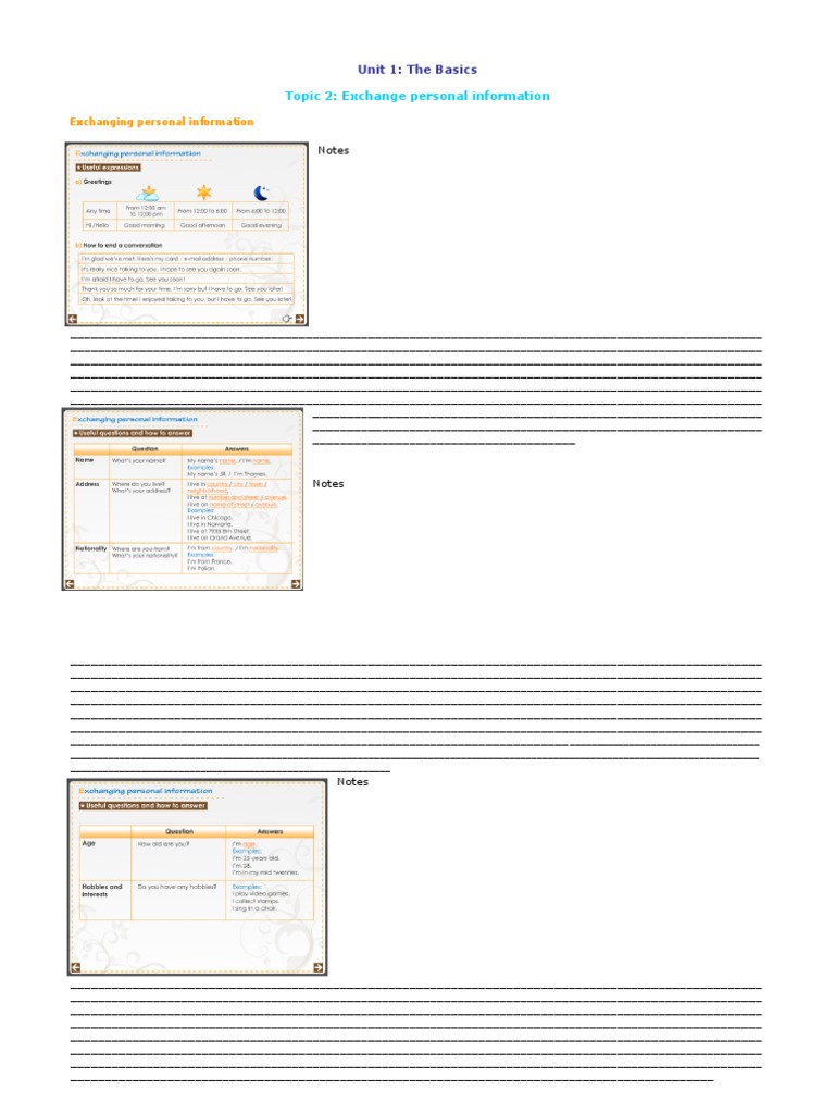 Topic2 Exchange Personal Information | PDF | Business | Computers