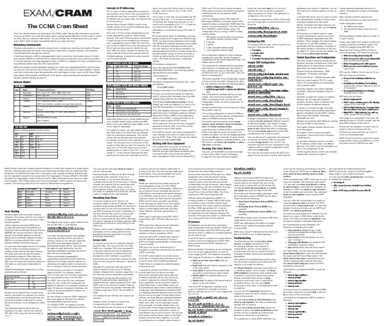 CCNA Cram Sheet_ICND 1.pdf | Ip Address | Computer Network