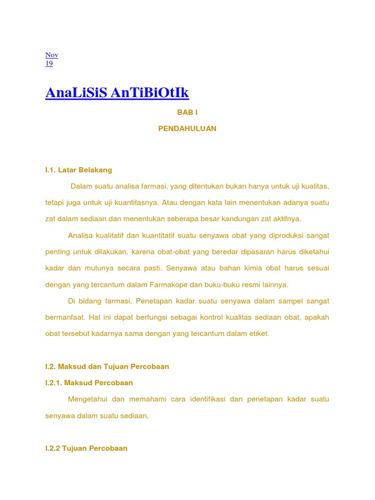 Analisis Kuantitatif Dan Kualitatif Antibiotik Kel 2 | PDF