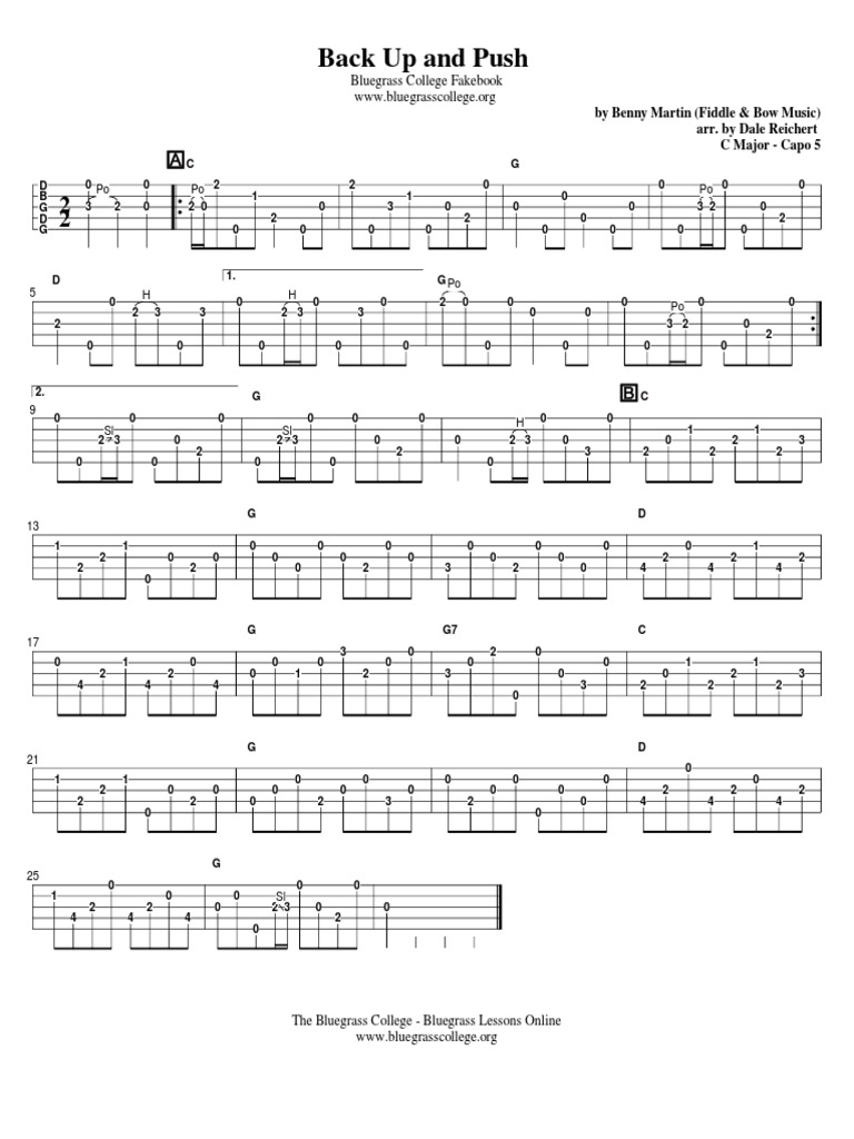 Back Up and Push: An Arrangement of Benny Martin's Bluegrass Fakebook ...