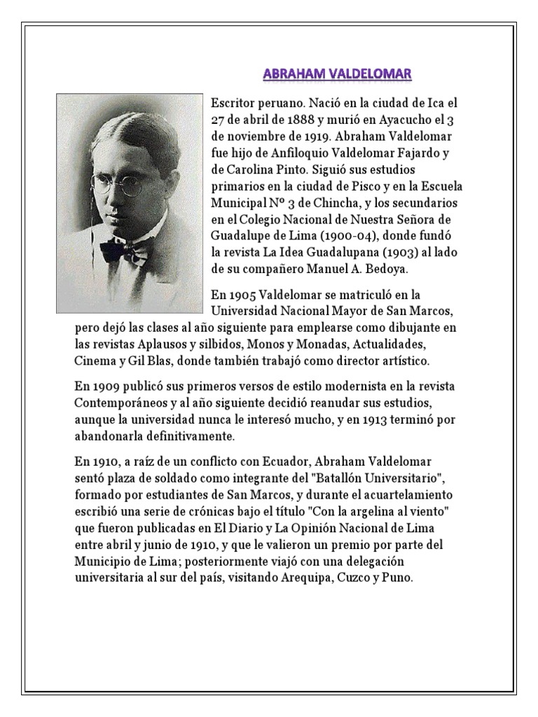 Biografia de Abraham Valdelomar | PDF