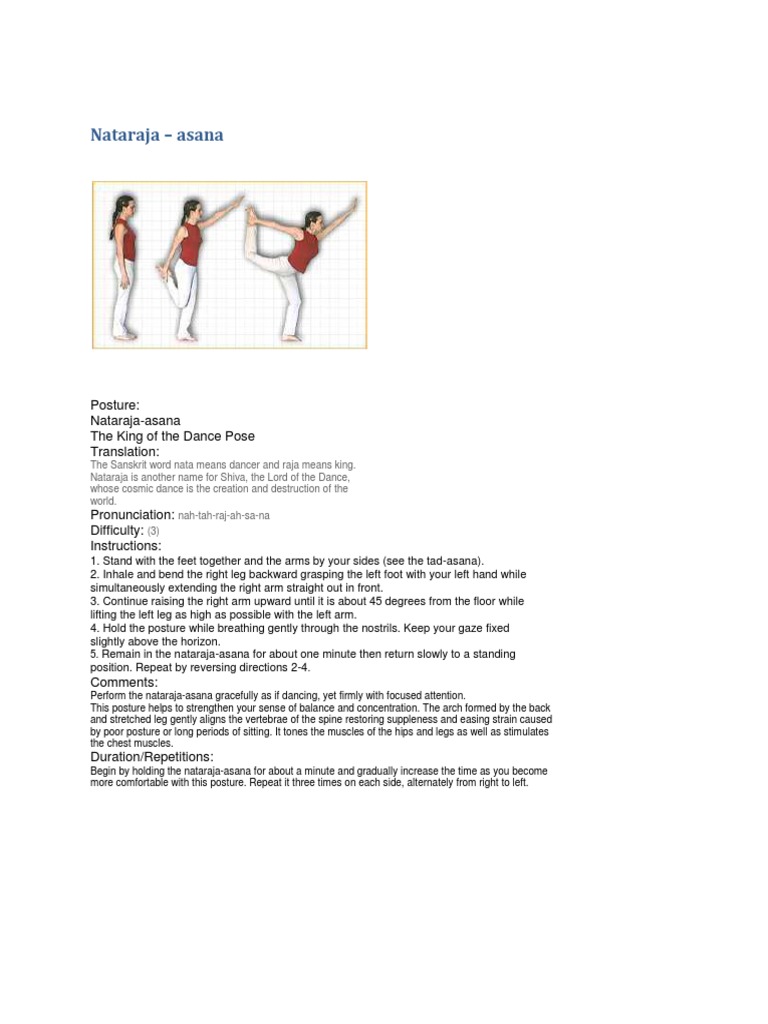 Nataraja - Asana: Posture: Nataraja-Asana The King of The Dance Pose ...