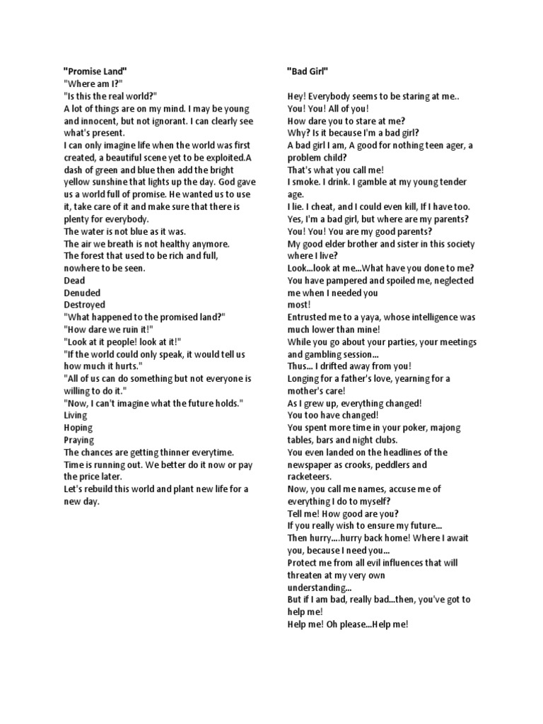 Declamation Piece | PDF