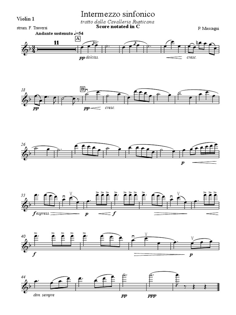 Intermezzo Violino 1 | PDF | Opéra | Musique vocale