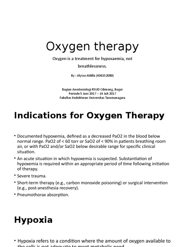 Terapi Oksigen | PDF | Hypoxia (Medical) | Physiology