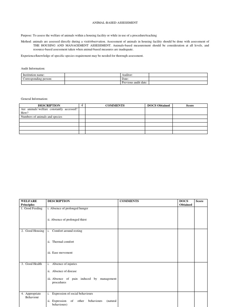 Animal-Based Assessment | PDF | Psychological Concepts | Wellness