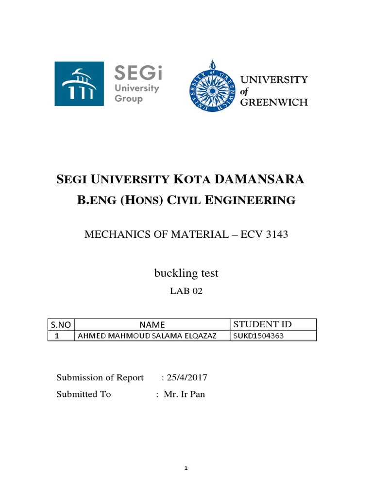 Buckling Test | PDF | Buckling | Column