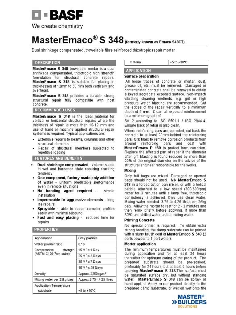 MasterEmaco - S 348 v1 | PDF | Concrete | Corrosion