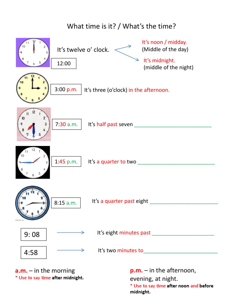 What Time Is It? / What's The Time? | PDF
