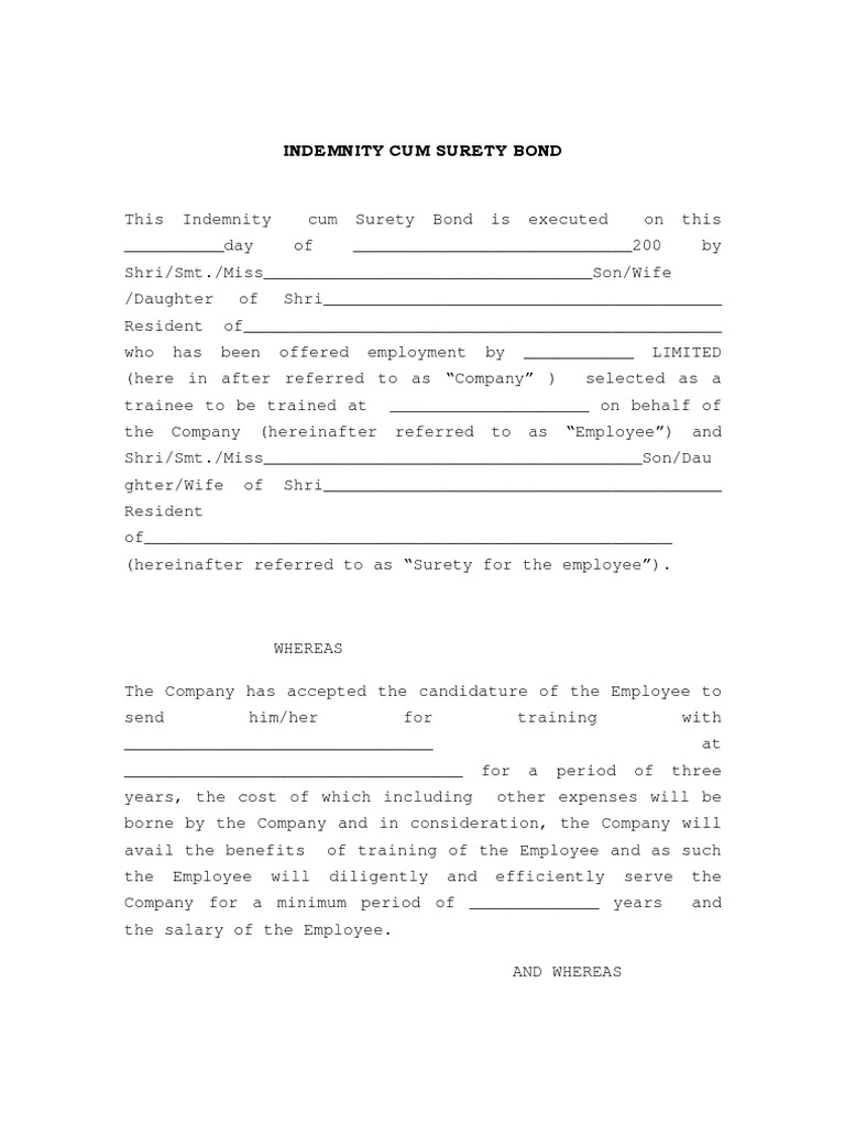 Indemnity Bond | PDF | Surety Bond | Indemnity