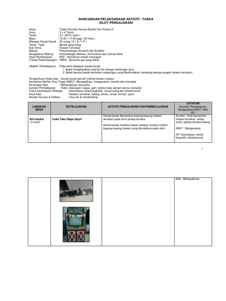 Rpa Taska Tema:haiwan Ternakan | PDF