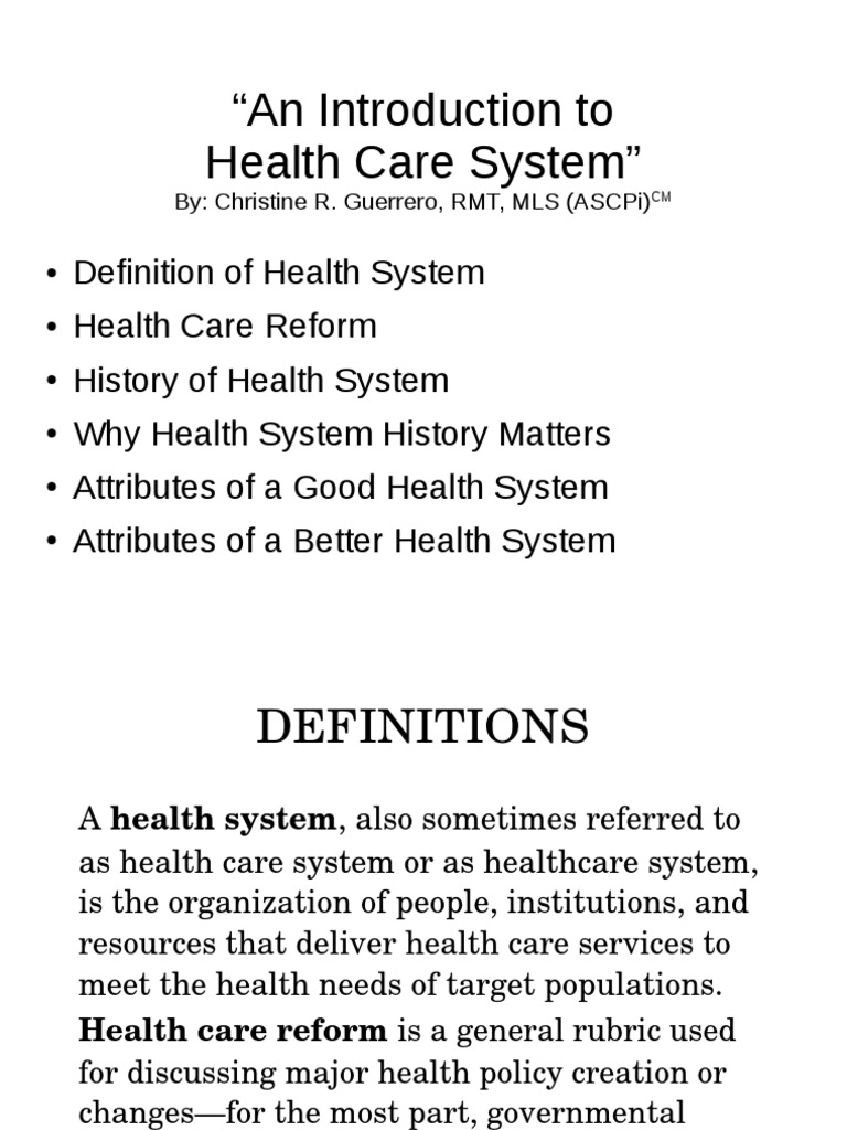 Health System Presentation Pdf Health System Hospital