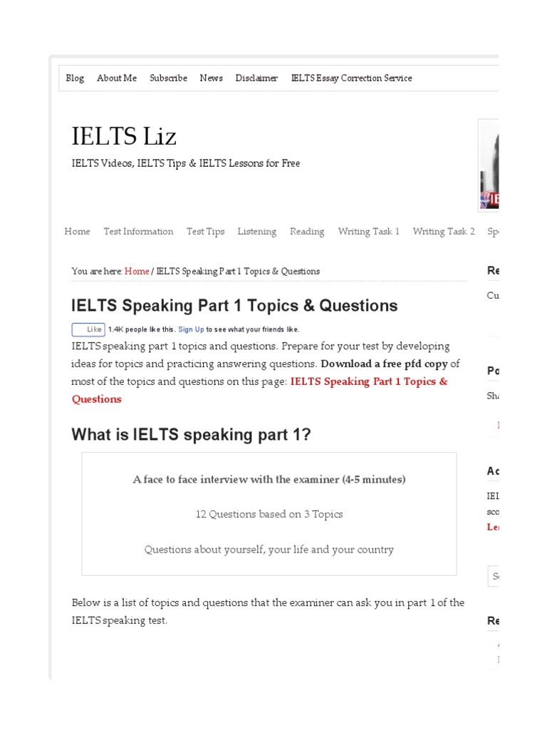 IELTS Speaking Part 1 Topics & Questions | International English ...