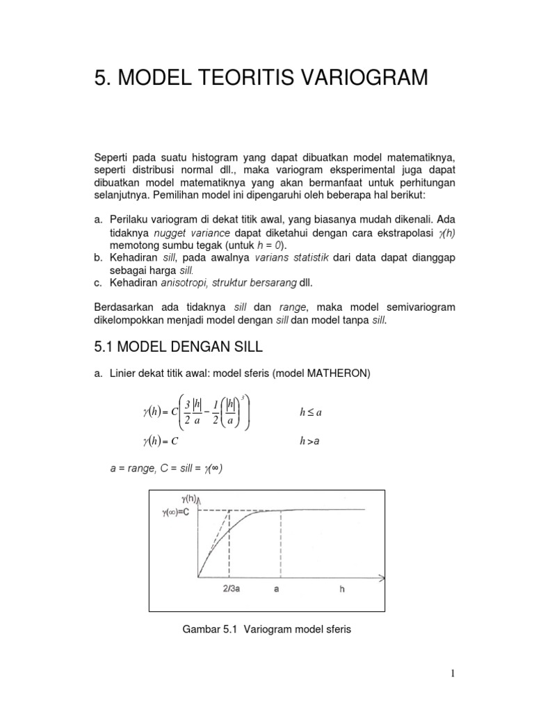 Bab 5 - Model Teoritis Variogram | PDF