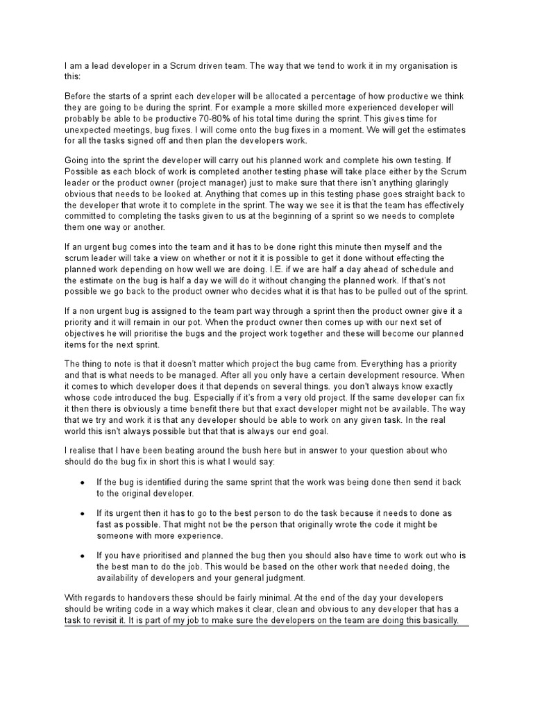 Agile and Bug Fixing | PDF | Scrum (Software Development) | Agile ...