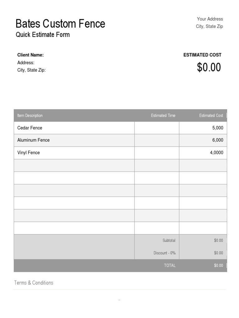 Quick Estimate Form | PDF