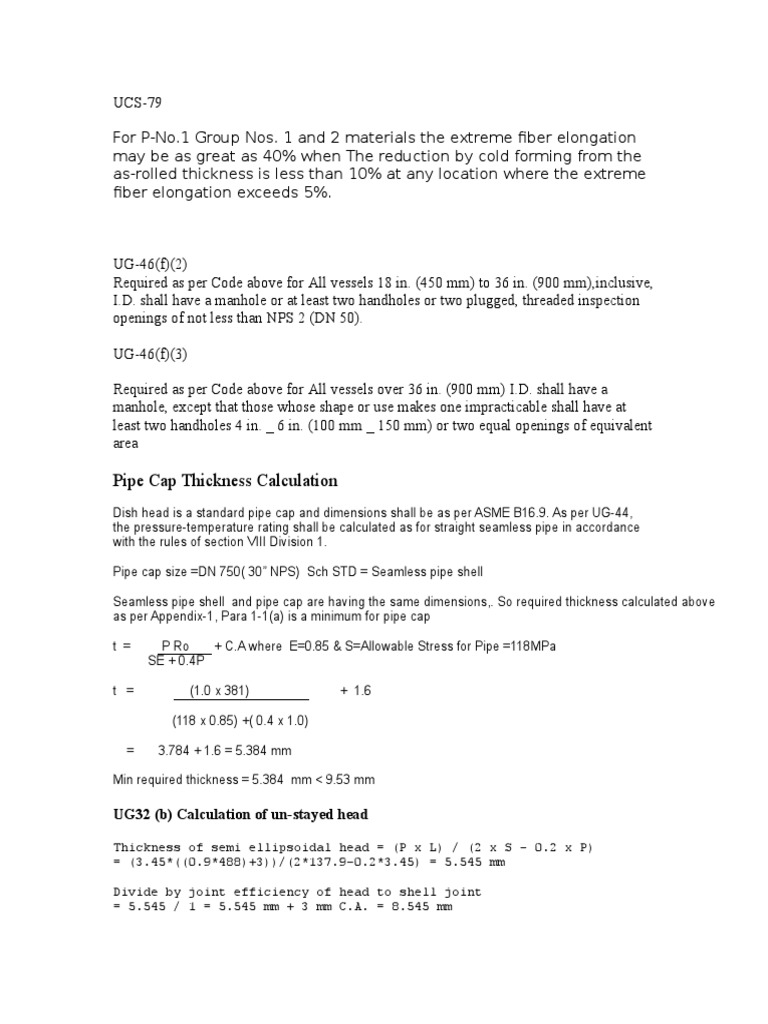 Coupling Calculations and Ug-32 Unstayed Head Calculations | PDF | Pipe ...
