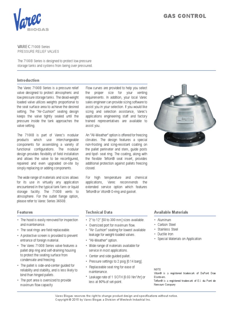 Gas Control: VAREC 7100B Series | PDF | Stainless Steel | Valve