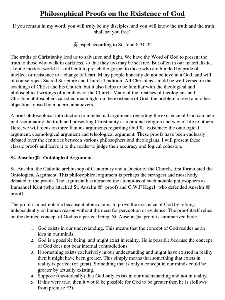 Philosophical Proofs On The Existence of God | PDF | Thomas Aquinas ...