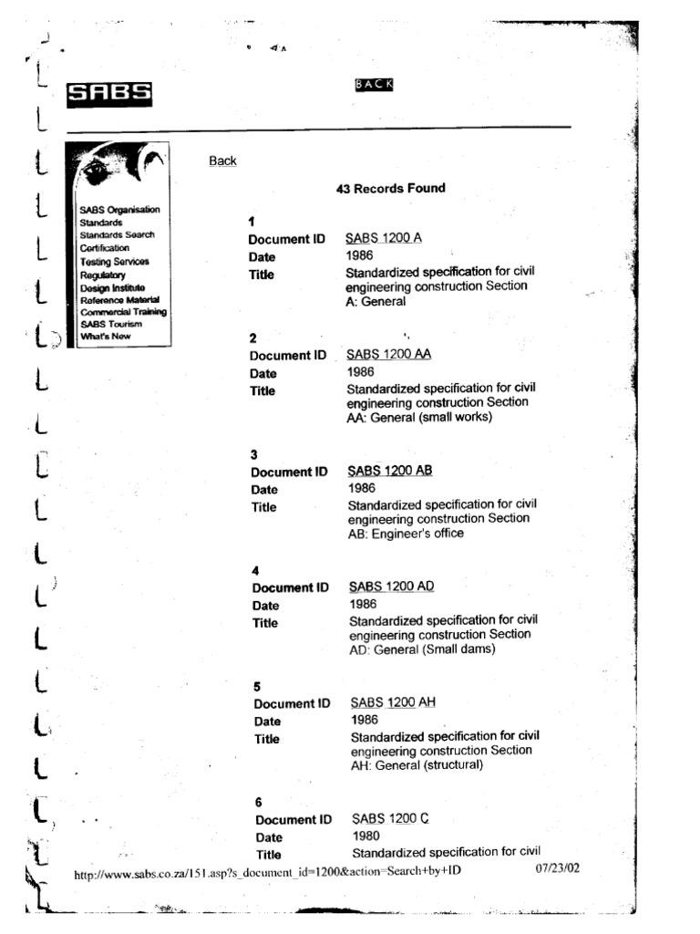 SABS 1200 - A To NB | PDF