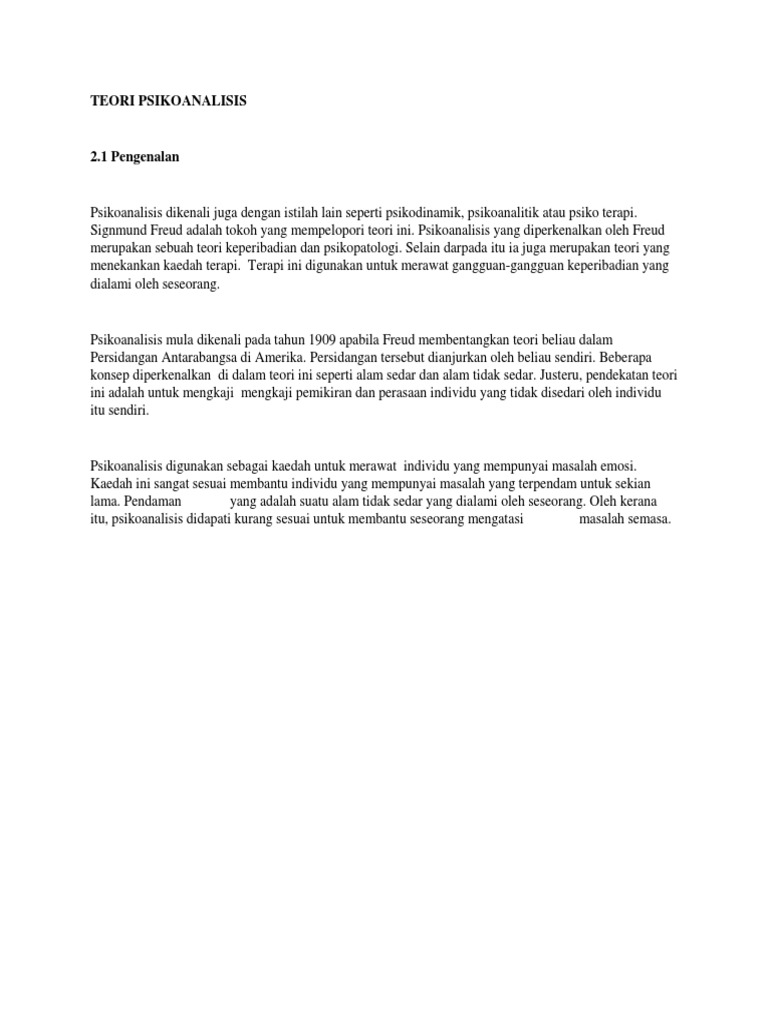Teori Psikoanalisis | PDF
