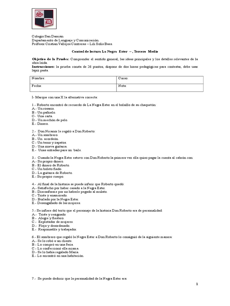 La Negra Ester | PDF