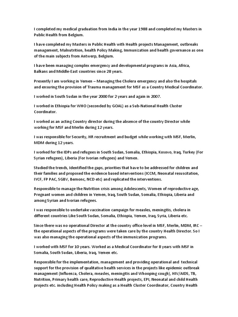 Motivation Letter | PDF | Médecins Sans Frontières | Health Care