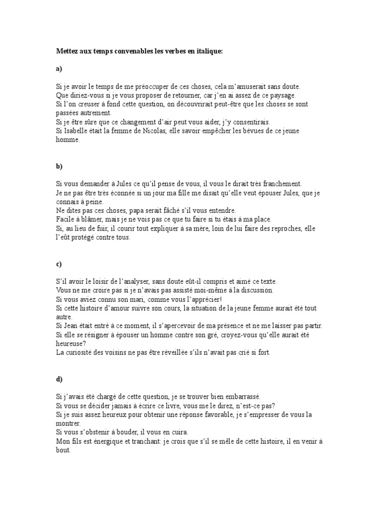 Exercices sur les temps des verbes | PDF